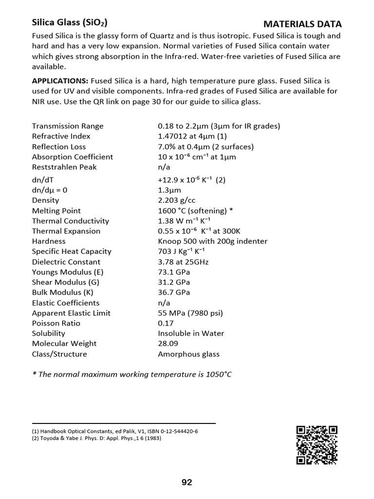 fused-silica-sio2-data-sheet | PDF | Silicon Dioxide | Glasses
