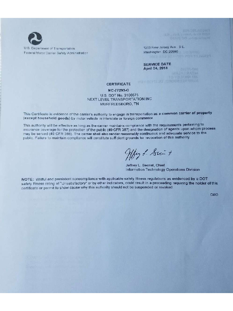 MC Authority Form | PDF