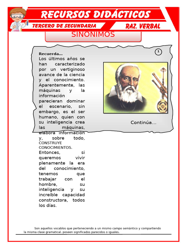Ejercicios de Sinónimos para Secundaria | PDF