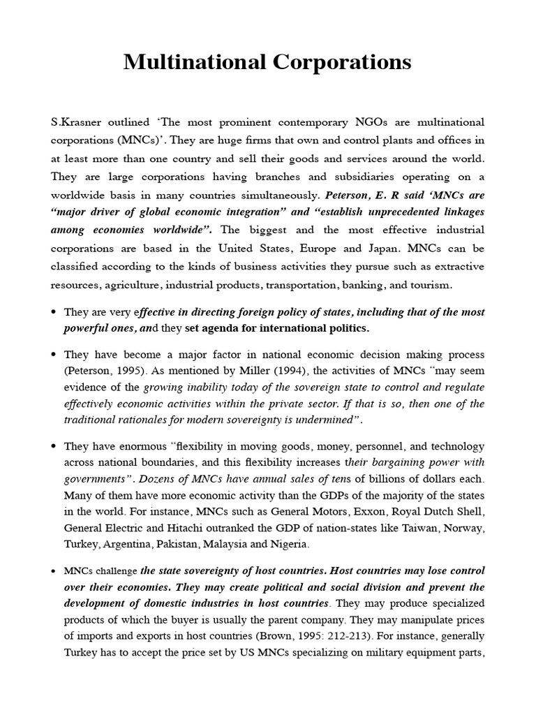 MNCsandIR | PDF | Multinational Corporation | Economics