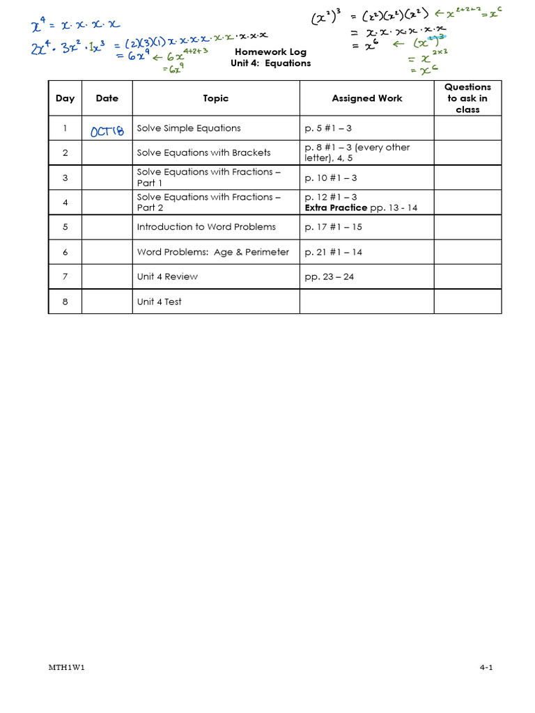 Unit 4: Solving Equations & Word Problems | PDF | Equations | Length