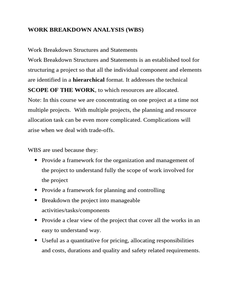 WK 3 Part 1 Workbreakdown Structures | PDF