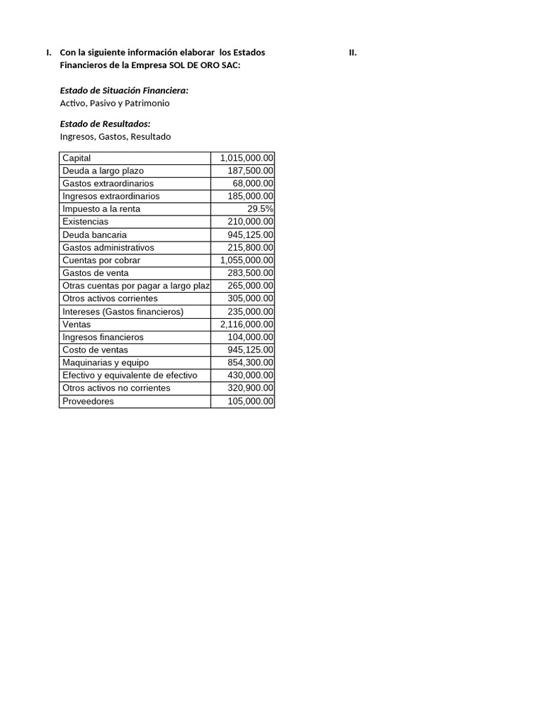 Sem 10 - Práctica Estados Financieros (2) (1) | PDF | Estado de resultados | Deuda