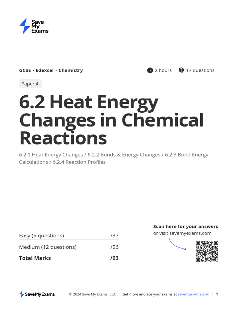 GCSE Chemistry: Heat Energy Changes | PDF | Chemical Reactions | Chlorine