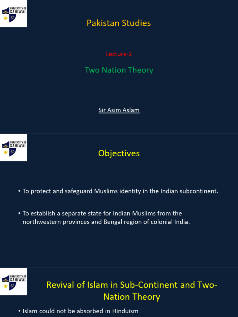 Lecture 2 - Two Nation Theory | PDF | Two Nation Theory | Religious Faiths
