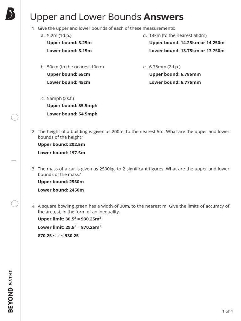 Upper and Lower Bounds Explained | PDF | Teaching Methods & Materials
