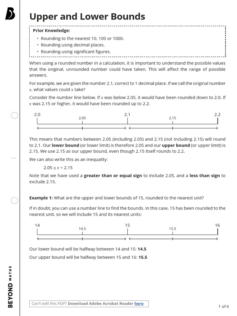 Upper and Lower Bounds - Walkthrough Worksheet (Interactive) | PDF | Significant Figures | Rounding