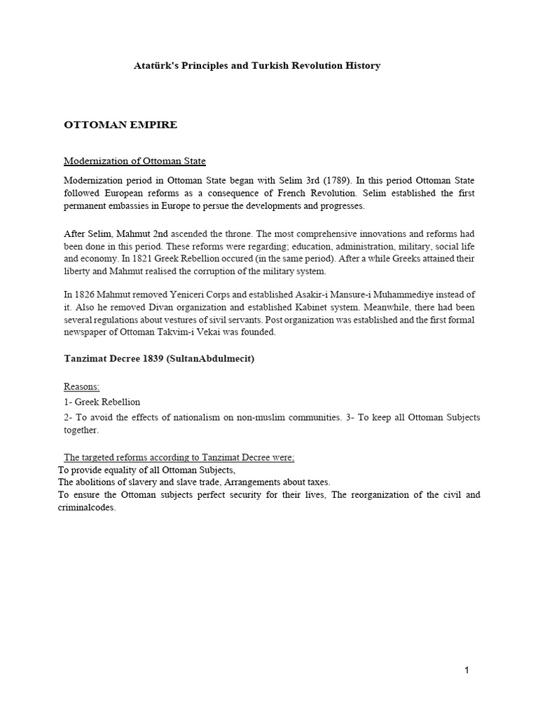 Ottoman Empire Reforms and Revolutions | PDF | Ottoman Empire | Mustafa ...