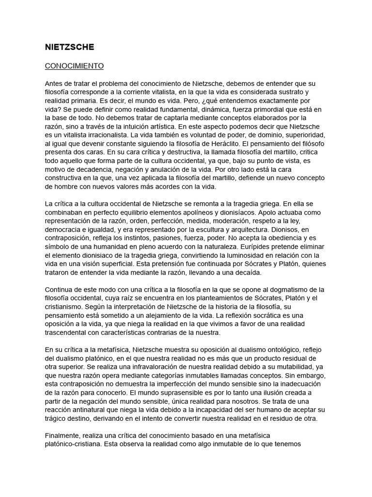 Filosofía Nietzsche | PDF | Friedrich Nietzsche | Moralidad