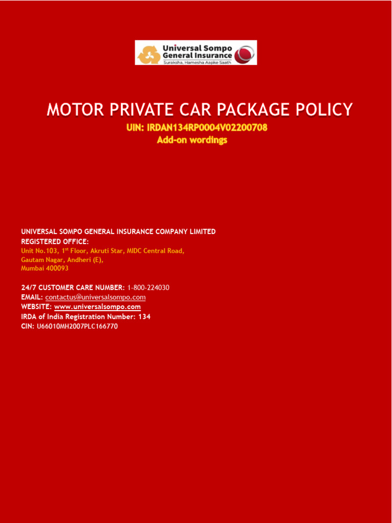 motor-private-car-addon | PDF | Insurance | Tire
