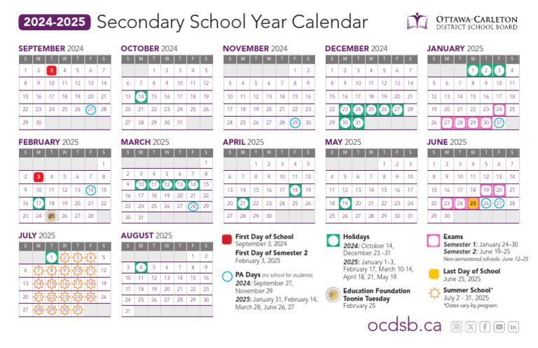 Secondary School Calendar 2025 | PDF | Schools | Educational Institutions