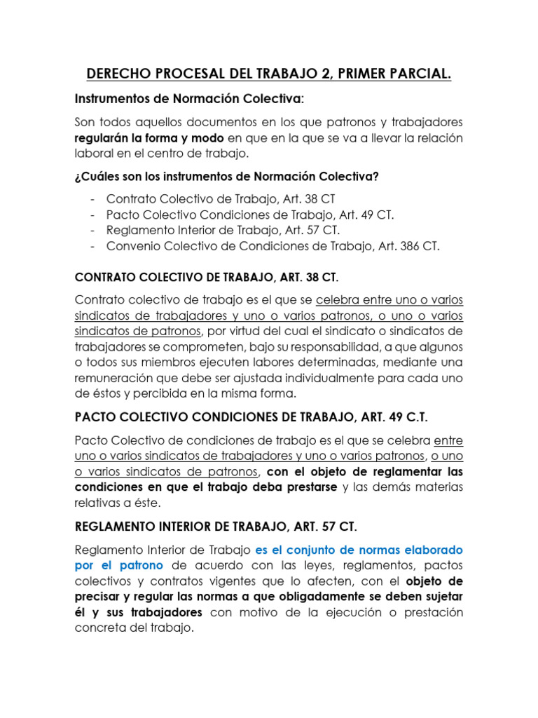 PROCESAL DEL TRABAJO II PRIMER EXAMEN | PDF | Derecho laboral | Ley ...