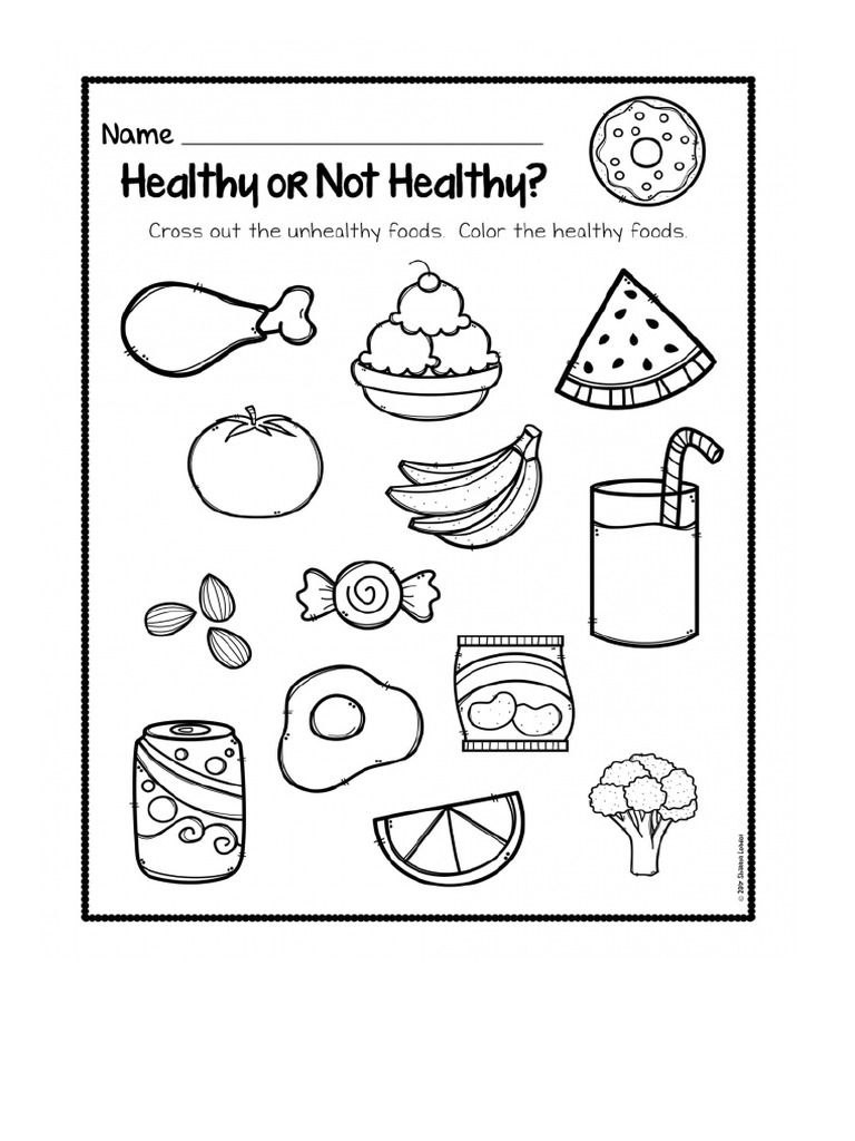 Foodoloring Sheets Healthy Foods Worksheet Free Download The Super | PDF