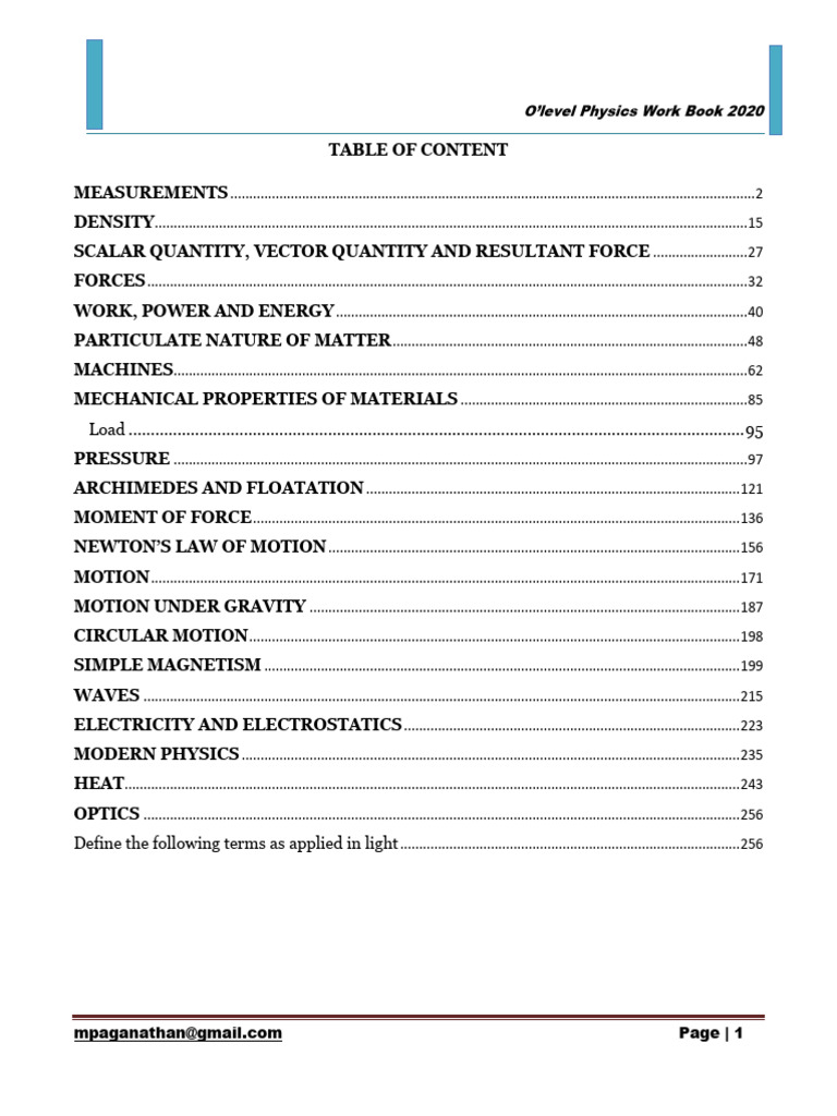 O'Level Physics Workbook 2020 Guide | PDF | Density | Force