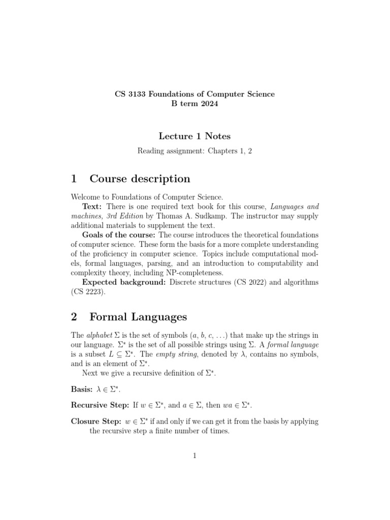 Lecture 1 Pdf String Computer Science Mathematics 6898