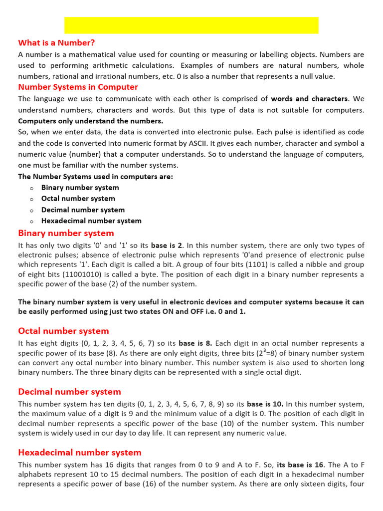 Number System | PDF | Numbers | Decimal