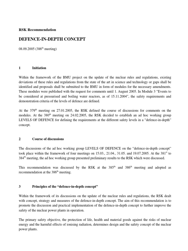 Defence in Depth Concept Empfsicherheitskonzepte | PDF | Nuclear Fuel ...