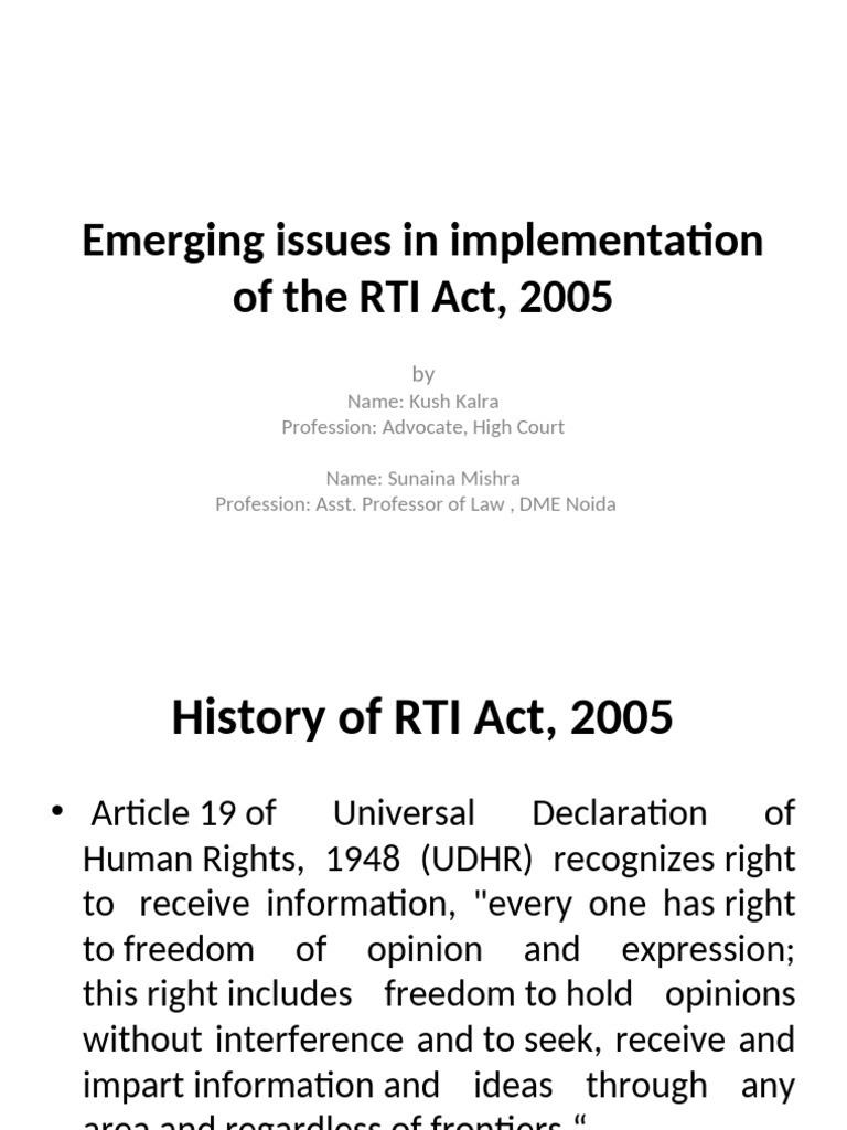 Emerging Issues in Implementation of The RTI Act, 2005 | PDF | Freedom ...