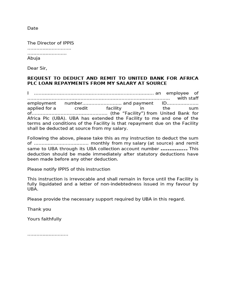 Letter of Authority - IPPIS Deduction | PDF