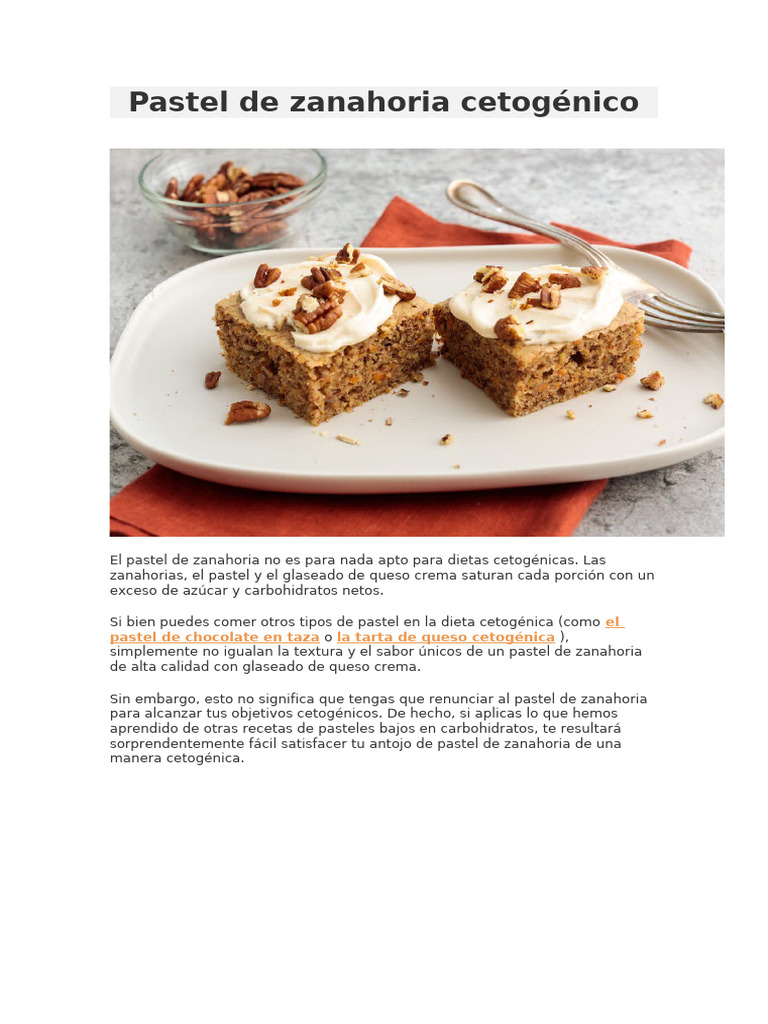 Pastel de Zanahoria Cetogénico Delicioso | PDF | Pasteles | Magdalena
