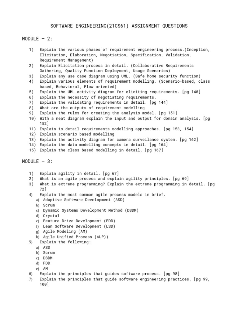 Software Engineering Assignment Questions | PDF | Agile Software Development | Use Case