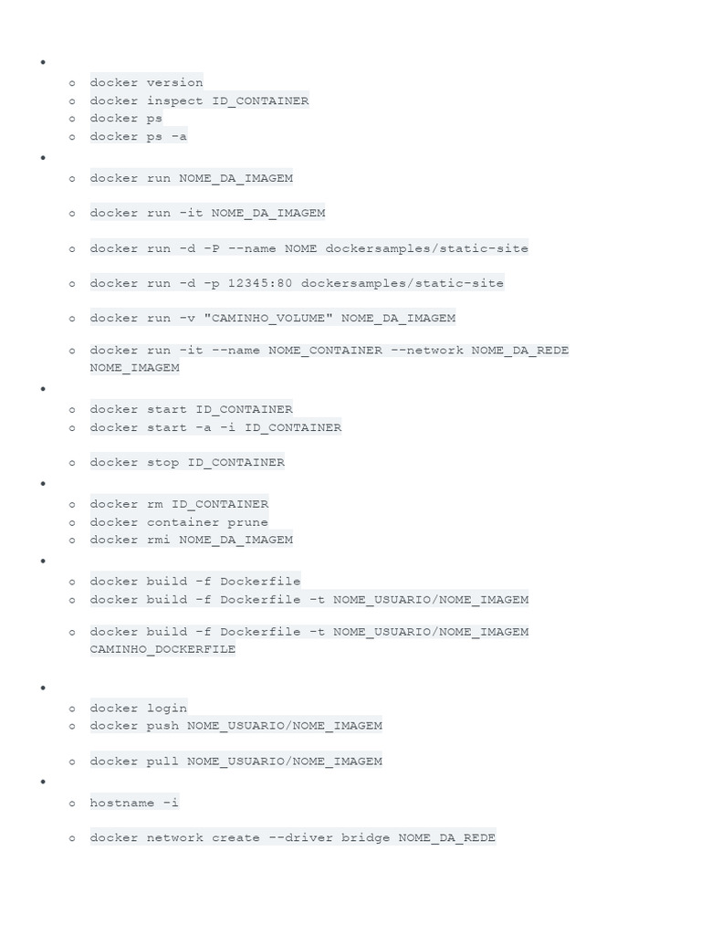 Docker Aula 6 Atividade 11 Docker Cheat Sheet Os Comandos