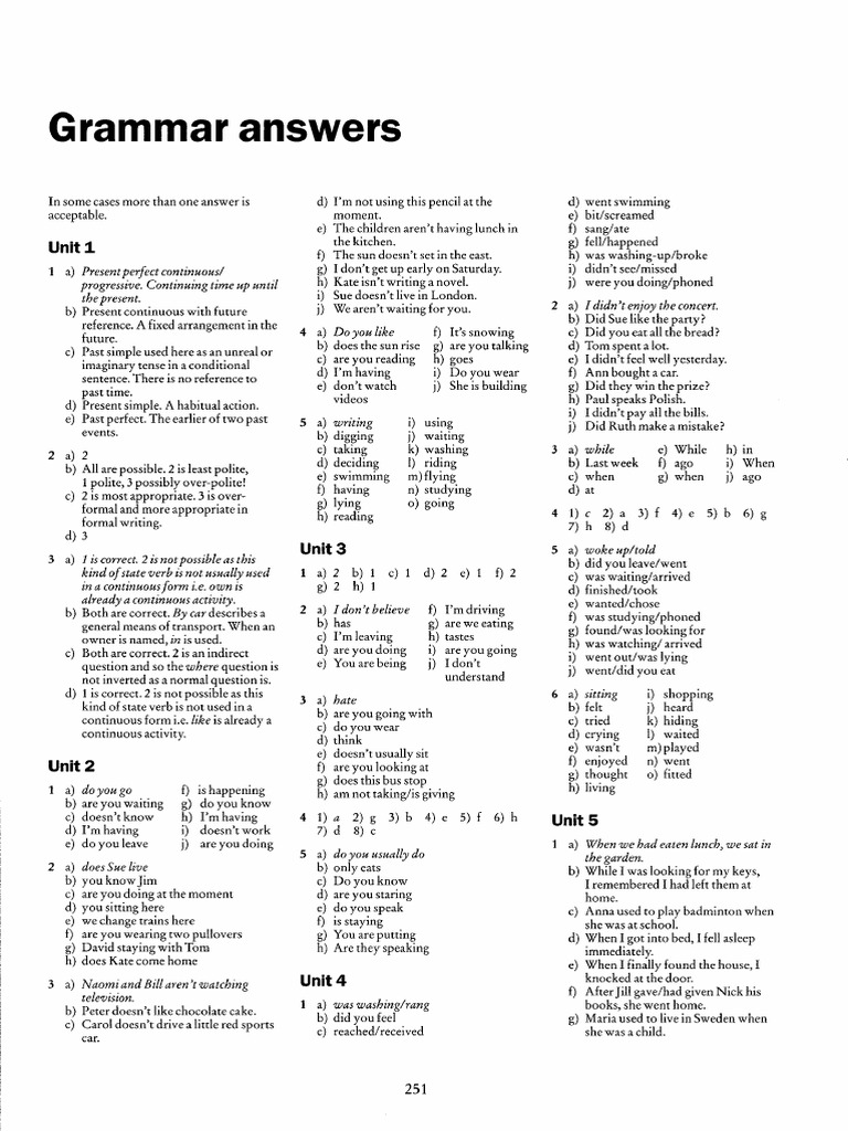 Intermediate Language Practice - Grammar Answers | PDF