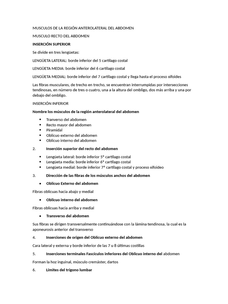 Músculos de la Región Anterolateral | PDF | Abdomen | Tórax