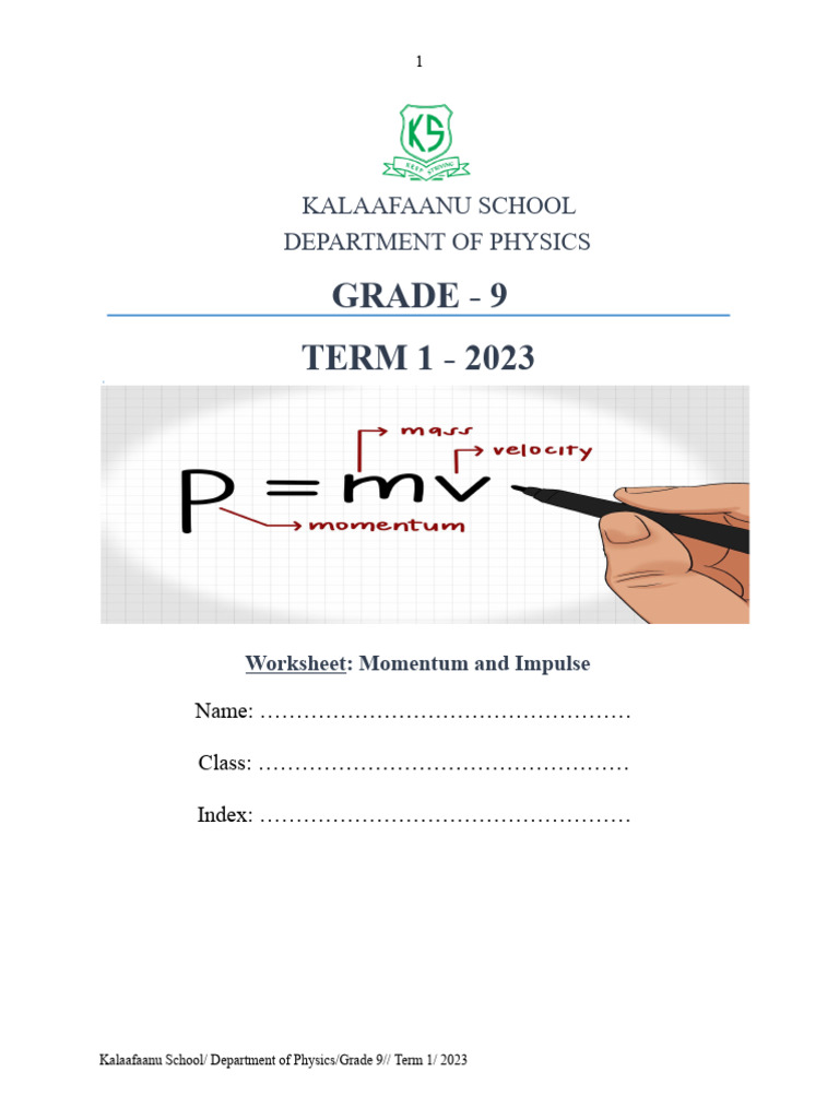 Momentum Worksheet | PDF | Momentum | Force