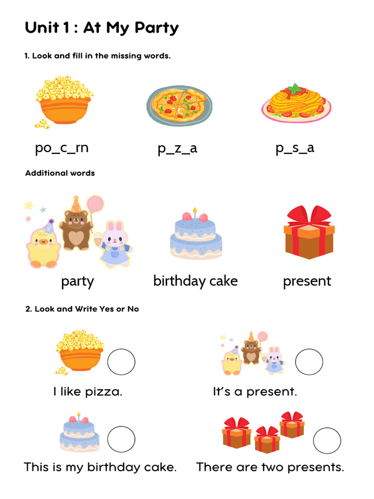 Unit 1 at My Birthday Party | PDF