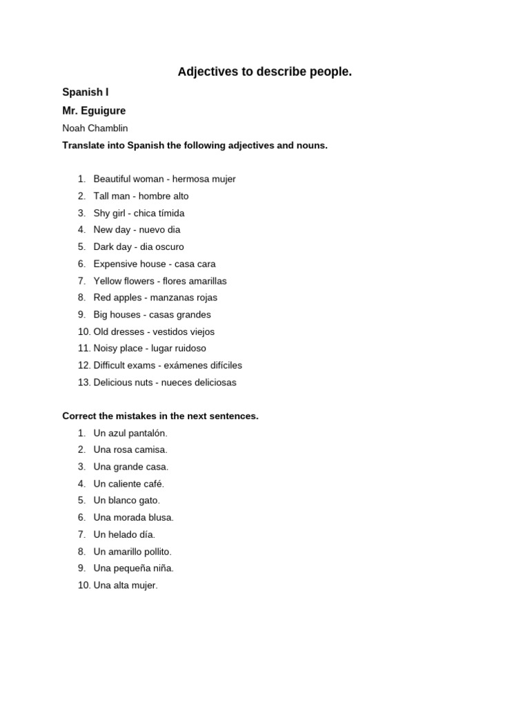 Adjectives To Describe People | PDF | Artes del Lenguaje y Comunicación