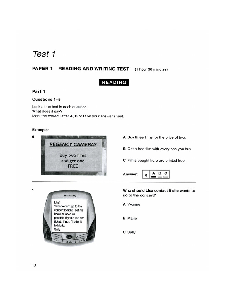 Cambridge b1 test | PDF