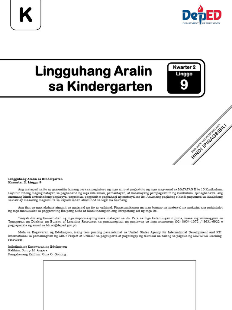 Kinder LE Q2 Week9 Ver2 | PDF