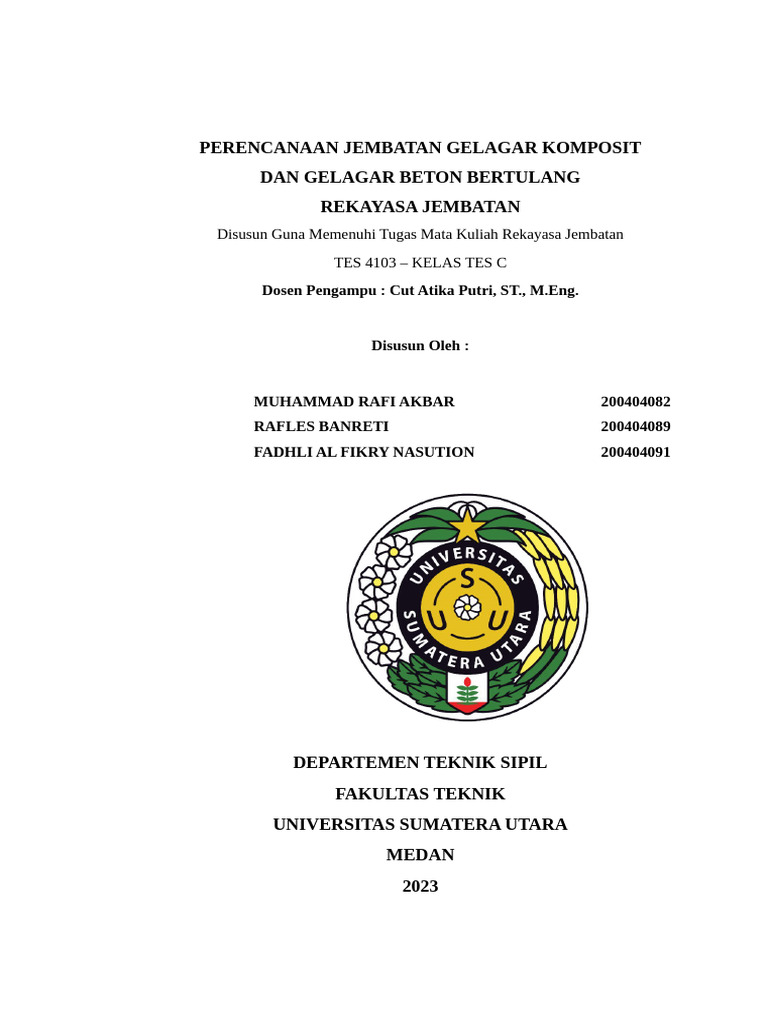 Perencanaan Jembatan Gelagar Komposit Dan Gelagar Beton Bertulang | PDF