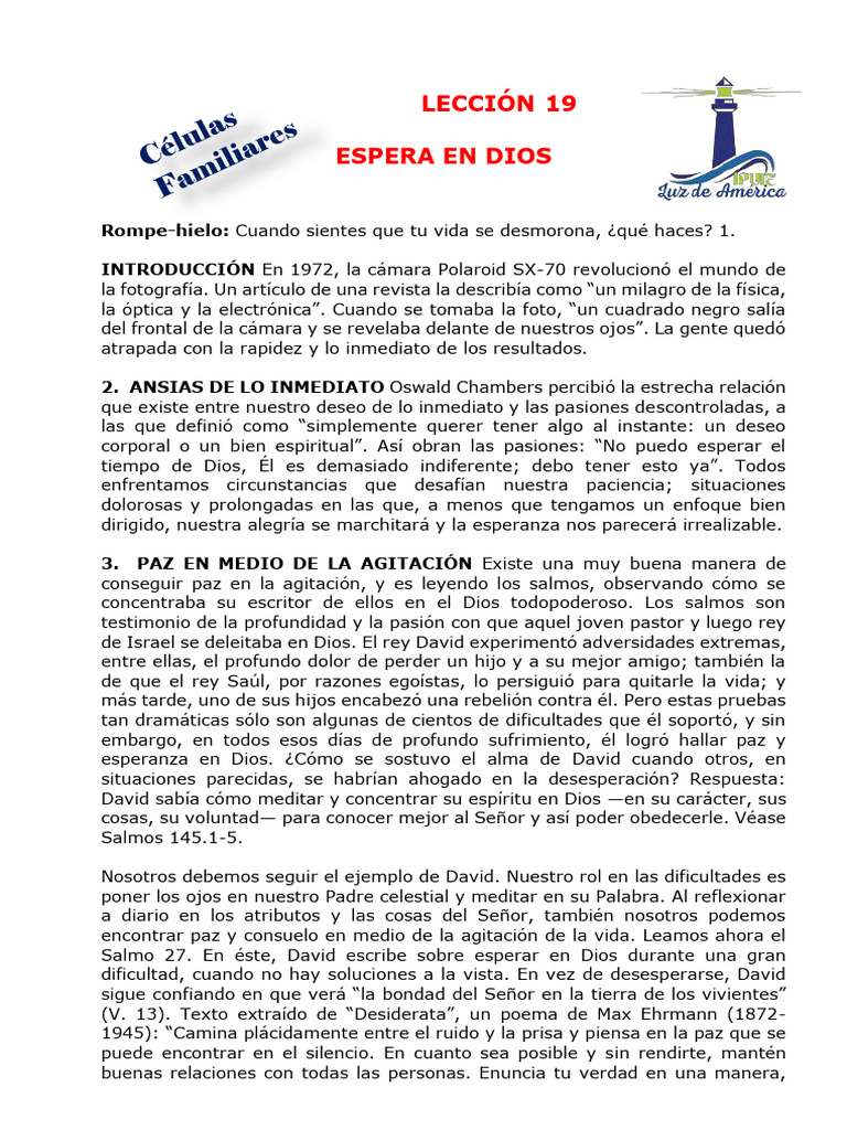 LECCIÓN 19 | PDF | David | Dios