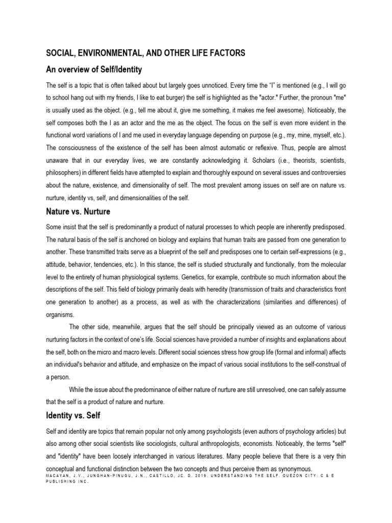 Social, Environmental, and Other Life Factors 01 | PDF | Identity ...