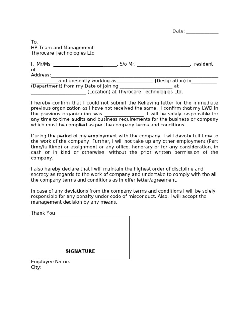 Thyrocare Declaration Form - RL | PDF | Business