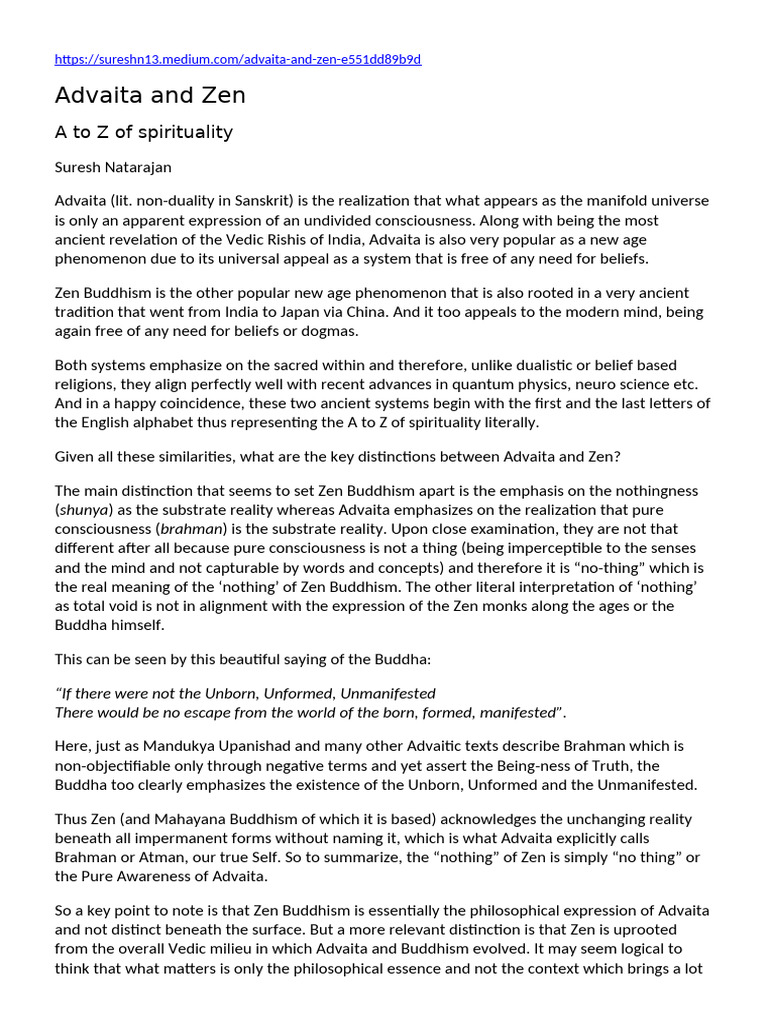 Advaita And Zen Pdf Advaita Vedanta Brahman