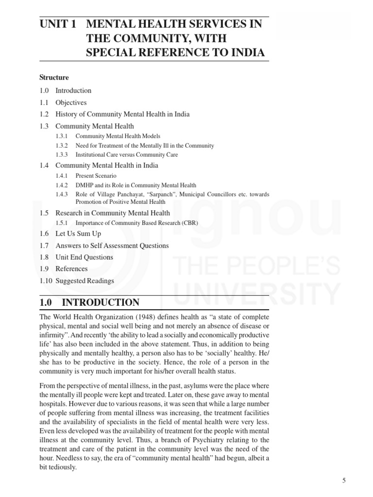 Unit-1 -CMH | PDF | Cost Of Living | Psychiatry
