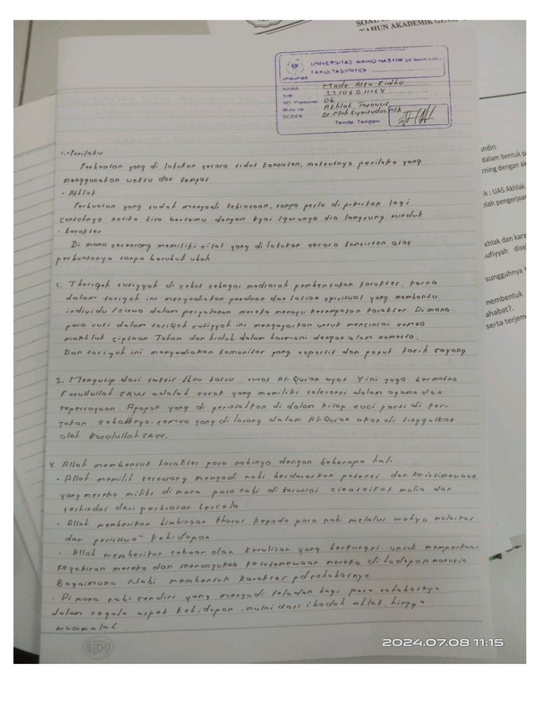 UAS Akhlak, Made Alfa Rido, 22106011164 | PDF