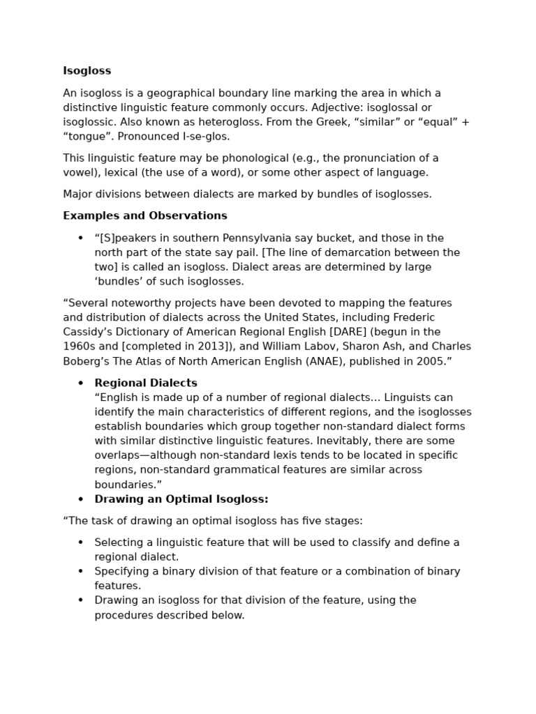 Isogloss Sociolinguistics | PDF | English Language | Dialect