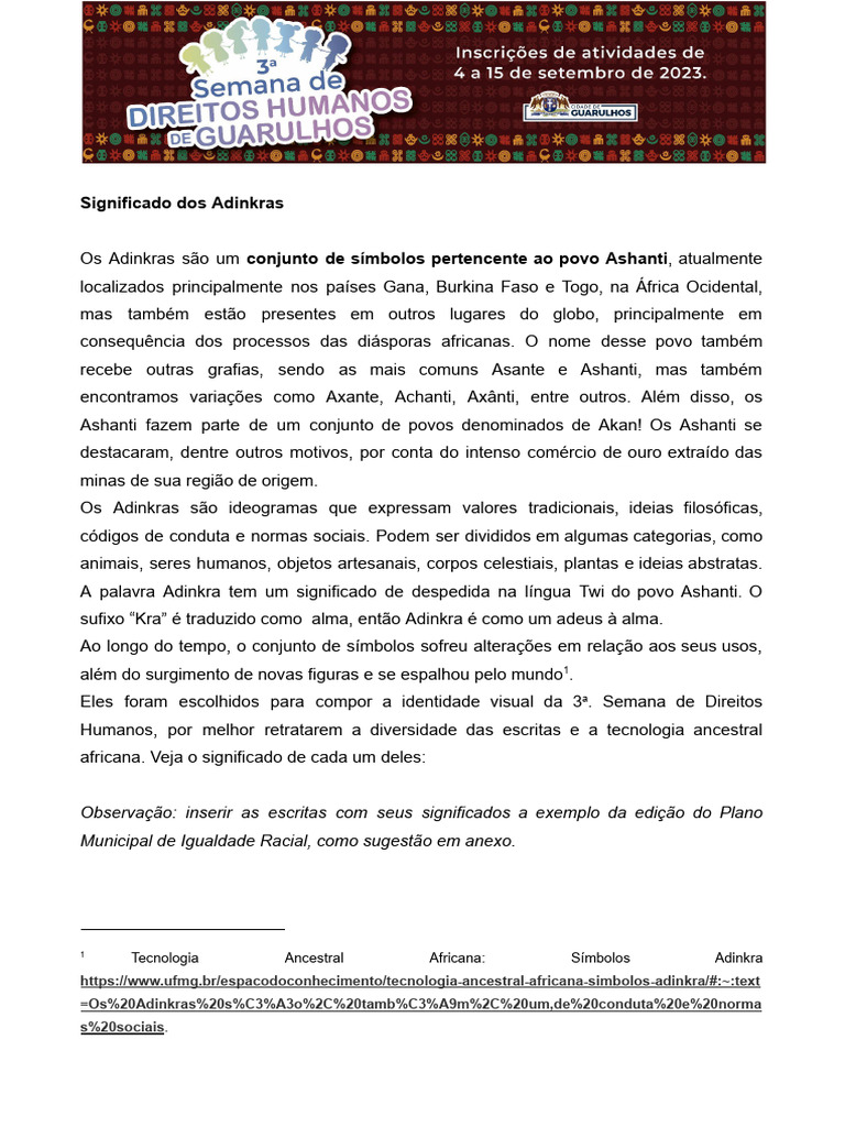 Significado e História dos Adinkras | PDF