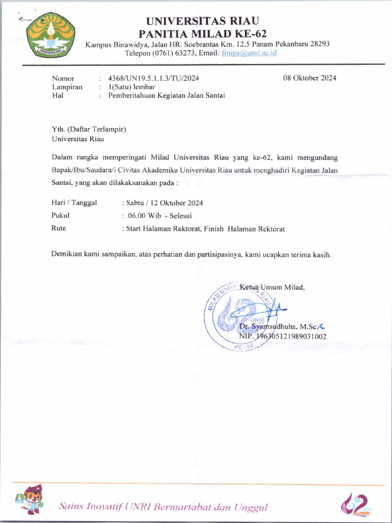 Pemberitahuan Kegiatan Jalan Santai | PDF