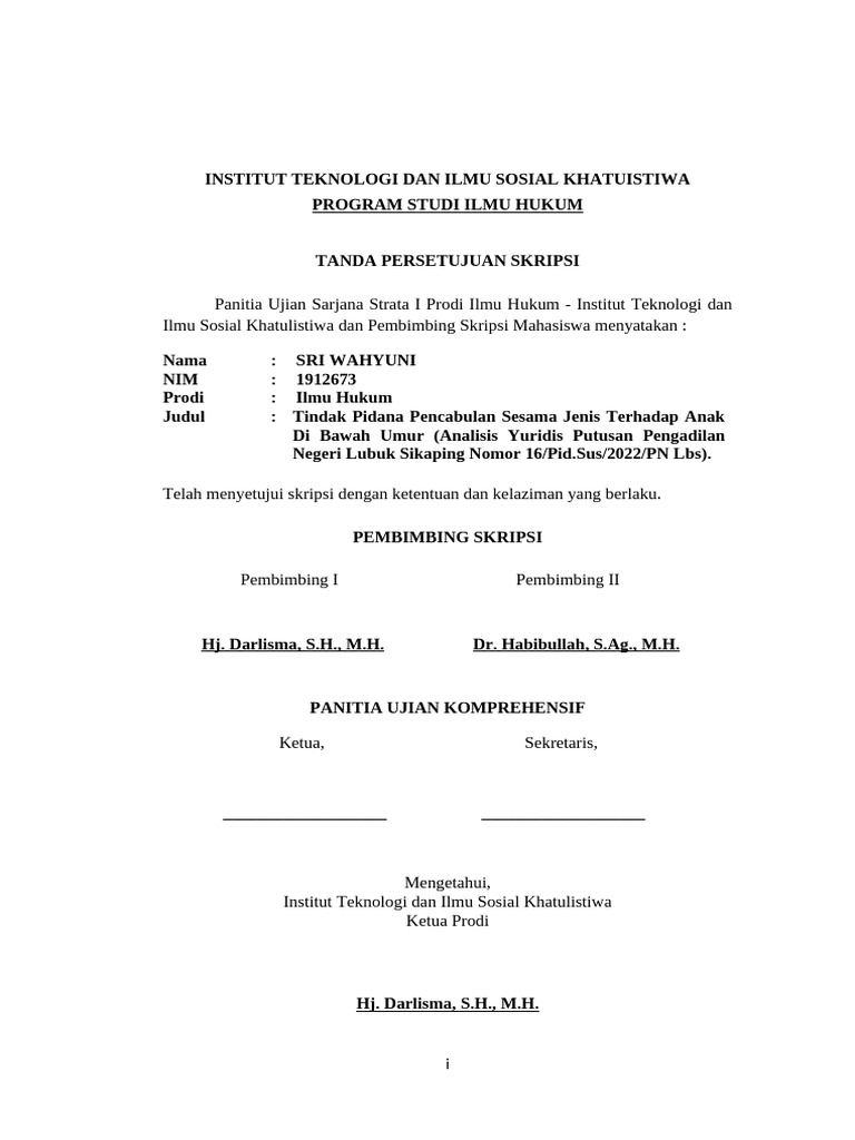 Halaman Awal Skripsi 321 Oke Aman | PDF