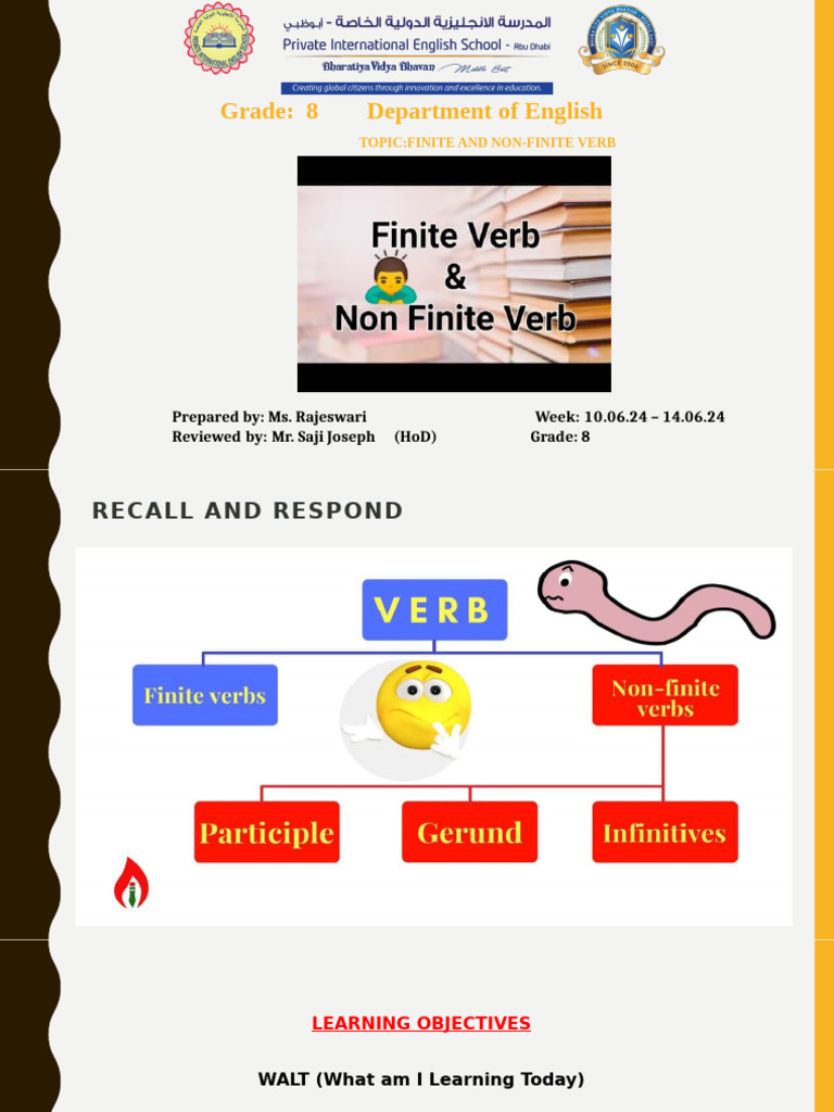Finite And Non Finite Verbs Ppt PDF Verb Semantics