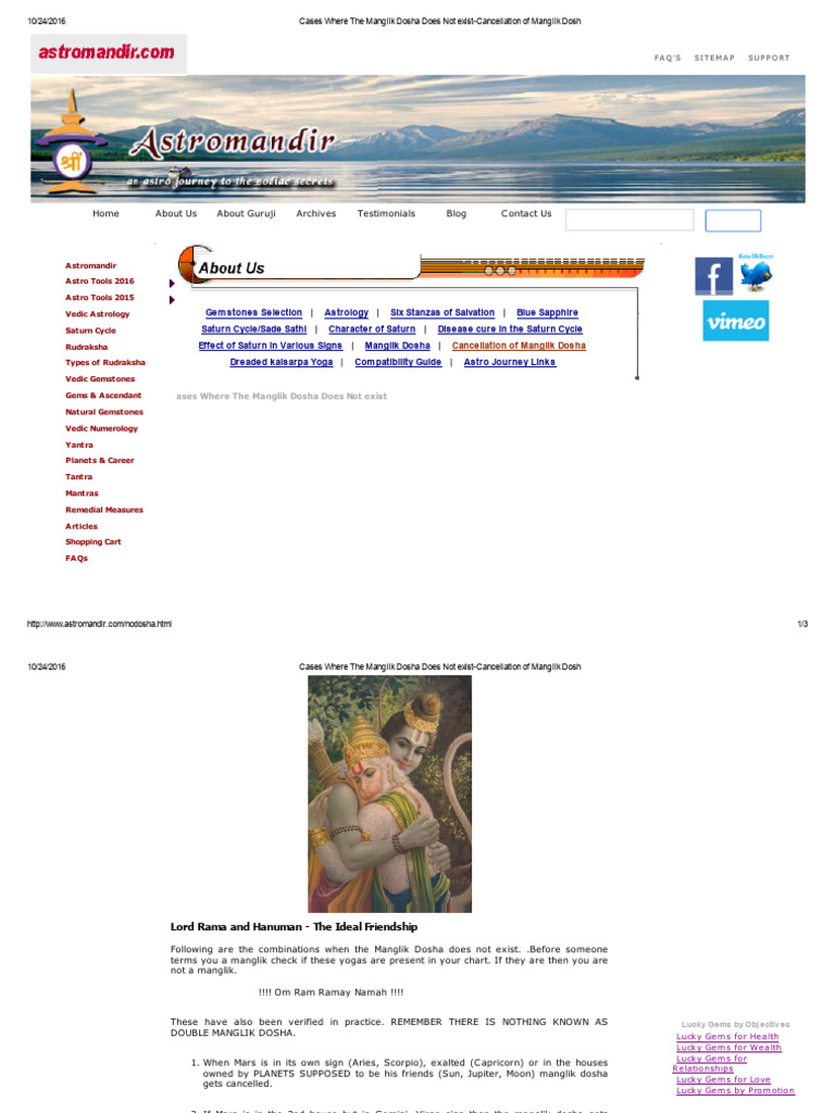 Cancellation of Manglik Dosh | PDF | Planets In Astrology | Astronomy