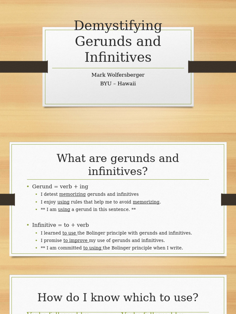 Gerunds and Infinitives | PDF | Verb | Morphology