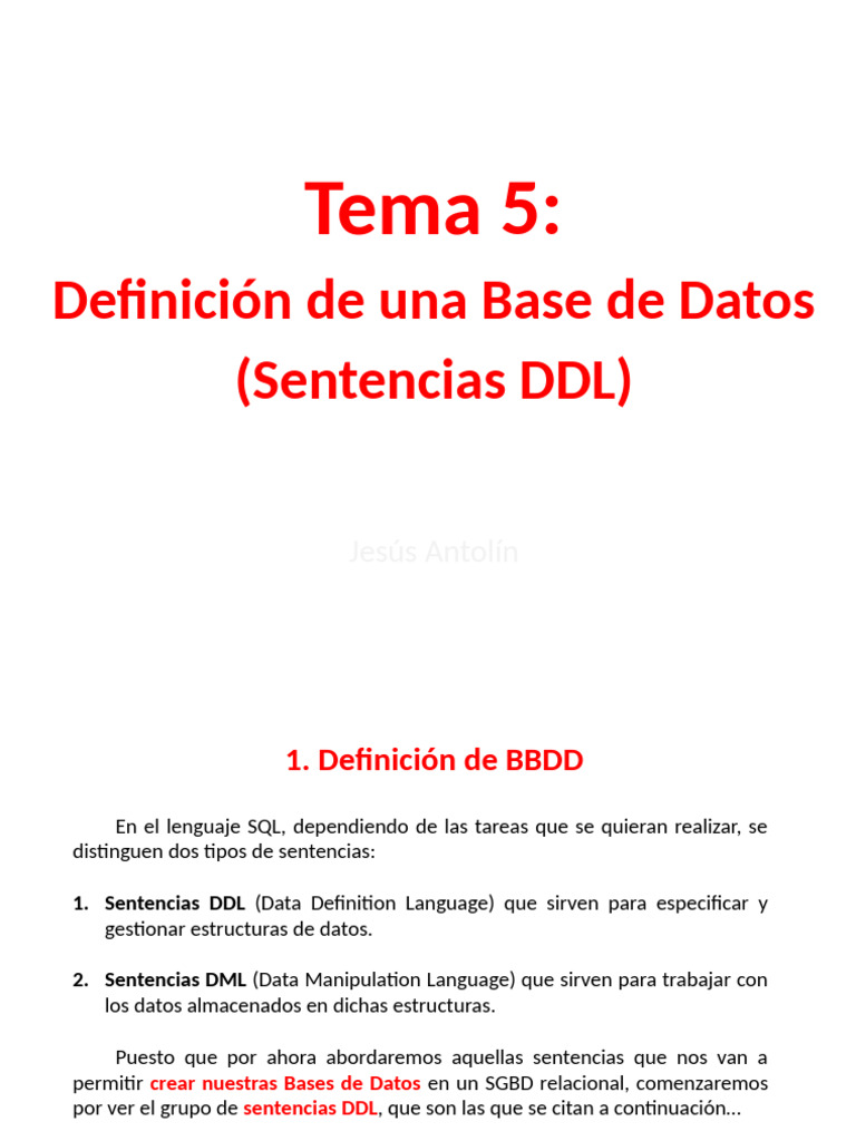 1 DDL | PDF | Bases de datos | Datos