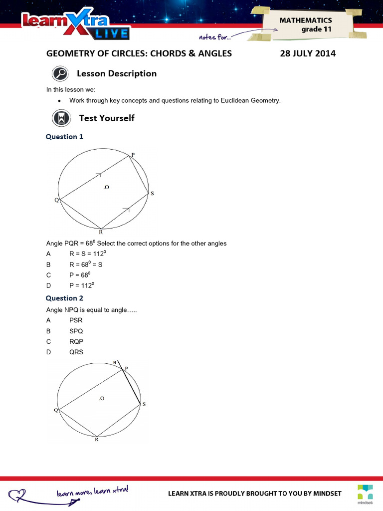 LXL - Gr11Maths - 22 - Geometry of Circles - Chords & Angles ...
