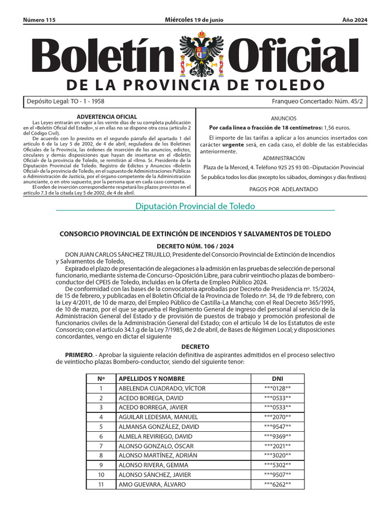 Anuncio BOP 1 Examen | PDF | Gobierno | Gobierno de españa